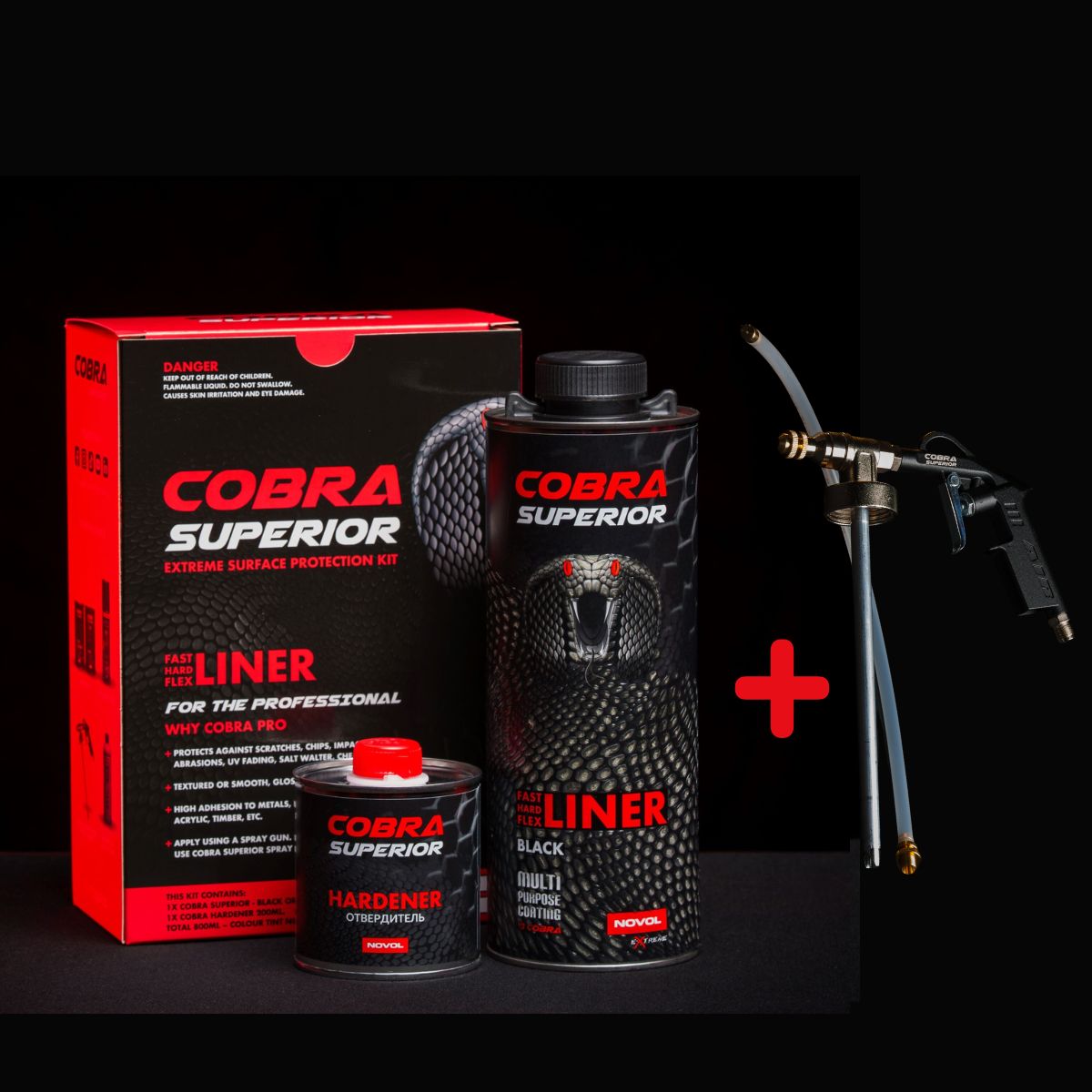 COBRA PRO BLACK All-in-One KIT - 800ml (Includes Superior Spray gun ...